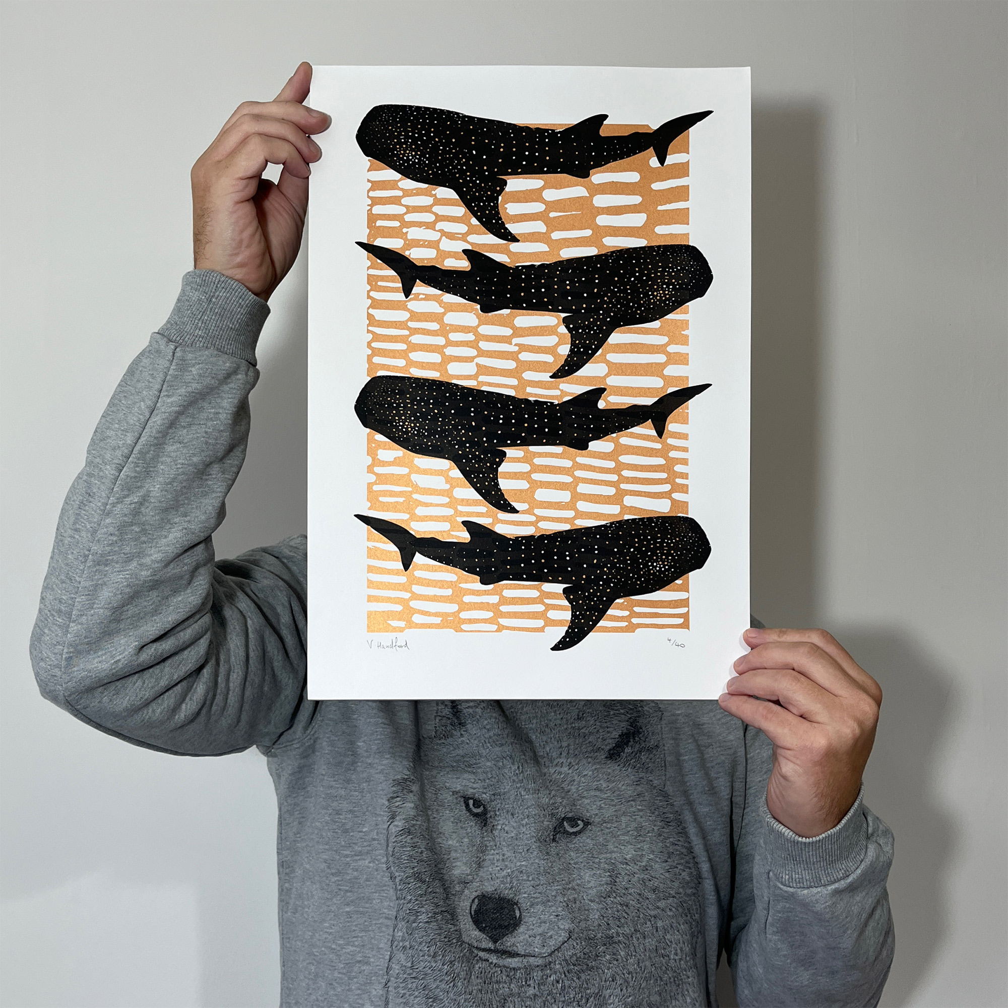 Whale Shark Shiver - Screen Printed Poster — Memori