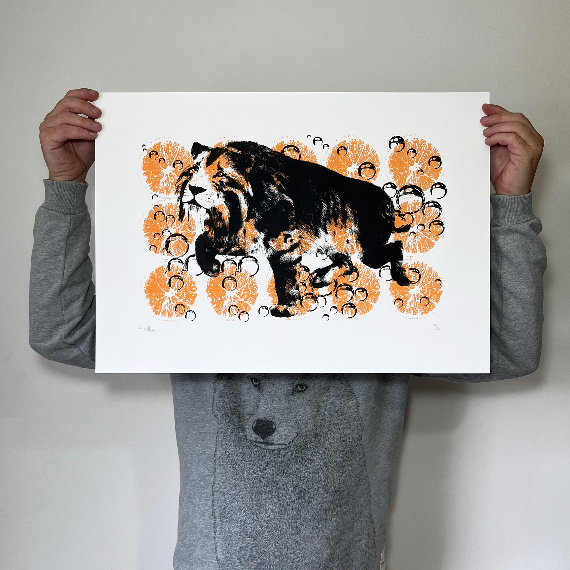 Fizzy Orange Sabre Tooth (Large) - Screen Printed Poster — Memori